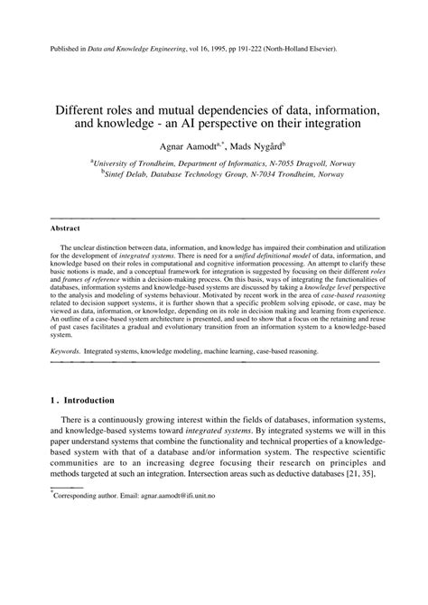 Pdf Different Roles And Mutual Dependencies Of Data Information And