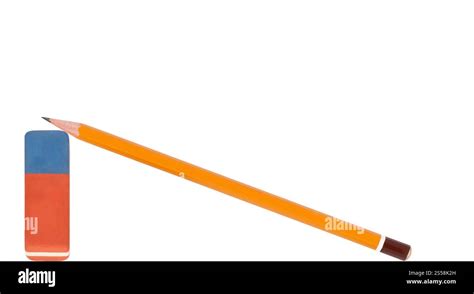 Pen And Eraser Sharpener Isolated On White Background Pen And Eraser