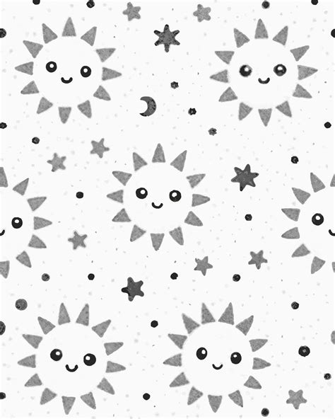 Y Estrellas Soles Negro No Cute Fondo Blanco Ilustración Vectorial