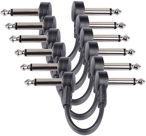 6 Inch Guitar Patch Cables 6 Pack 14 Ts Right Angle Effect Reverb