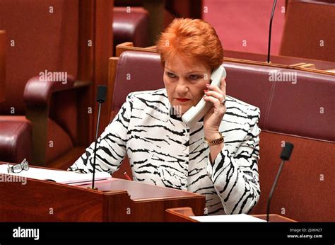 One Nation Leader Senator Pauline Hanson In The Senate Chamber At
