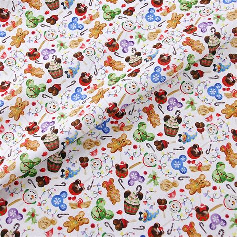 Disney Mickey And Christmas Fabric Cartoon Cotton Fabric By The Half Yard