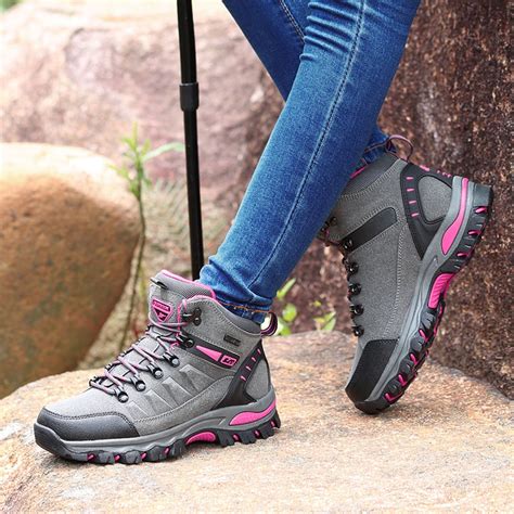 Eqwljwe Womens Hiking Boots Waterproof Winter Walking Shoes Ankle