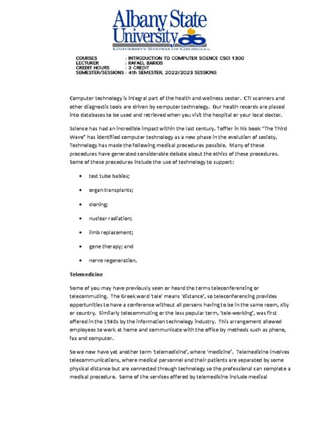 Intro Computers 20 Introduction Computer Technology Is Integral Part Of The Health And