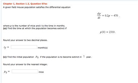 Solved A Given Field Mouse Population Satisfies The