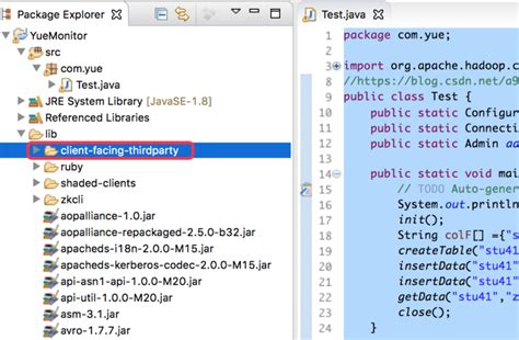java 连接hbase代码 读取，写入，建库 月小升网络笔记