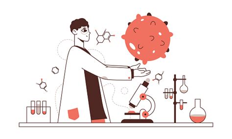 과학자 캐릭터 화학자 의료 개발 과학 생물학 실험실 노동자 실험실 실험 과학 생명 공학 실험 벡터 기호 일러스트레이션 화학자 실험실 개념 화학자에 대한 스톡 벡터 아트 및