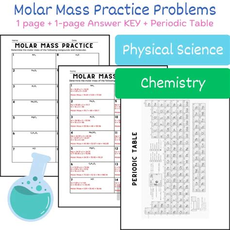 Chemistry Molar Mass Practice Problems With Answer Key And Periodic Table