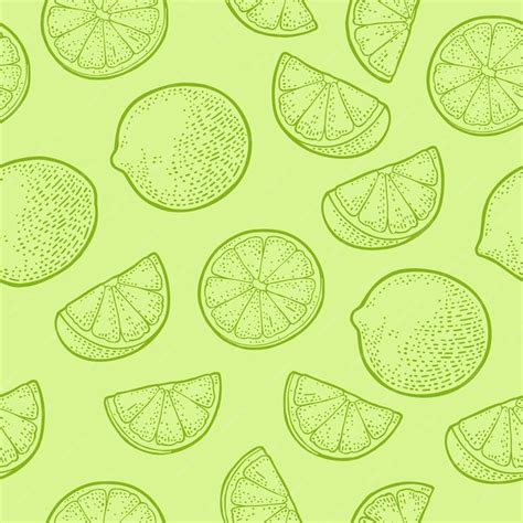 Premium Vector Seamless Pattern Fresh Whole And Slice Lime Isolated