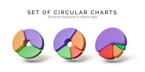 Pie Charts Set D Render Circular Royalty Free Vector Image