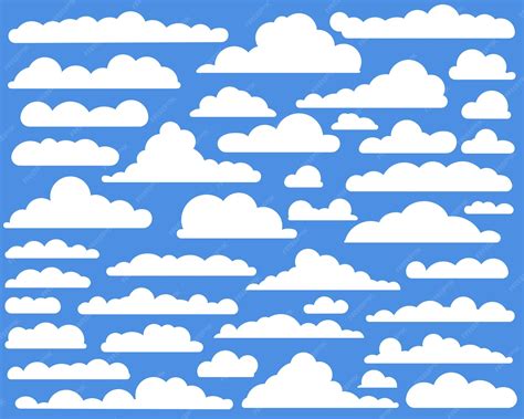 Premium Vector Half Cloud In The Sky Abstract White Cloud Set Isolated On Blue Background