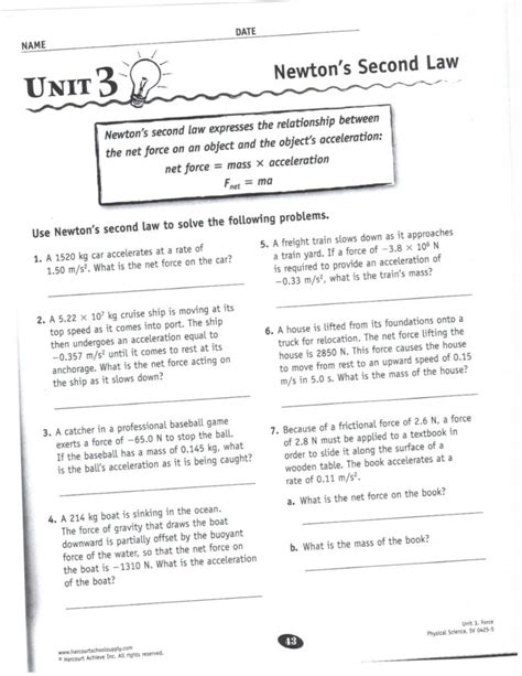 Acceleration Problems Worksheet Answer Key — Db