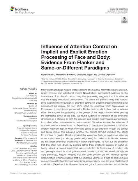 pdf influence of attention control on implicit and explicit emotion