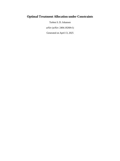 Optimal Treatment Allocation Under Constraints Pdf Pareto