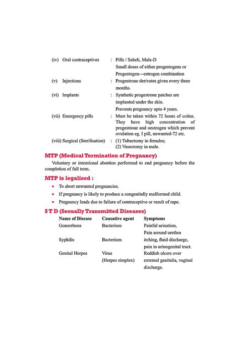 SOLUTION Class Th Biology Ncert Notes C C C Reproductive Health Principles Of Inheritance