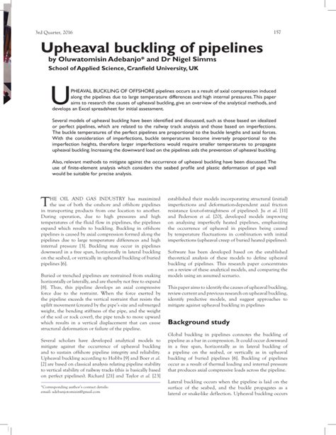 Upheaval Buckling Of Pipelines Analysis And Mitigation
