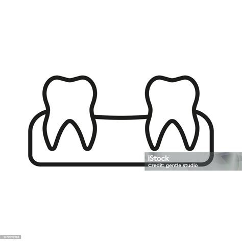 인간의 빠진 치아 선형 픽토그램 치아 손실 라인 아이콘입니다 잃어버린 아기 치아 구강 문제 치과 개요 기호입니다 치과 치료