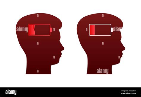 Vector Illustration Of Two Silhouetted Profiles With Battery Level Indicators Concept For