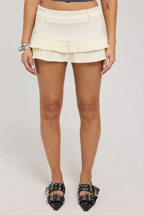 Lioness Double Ruffle Mini Skort Soft Lemon Universal Store