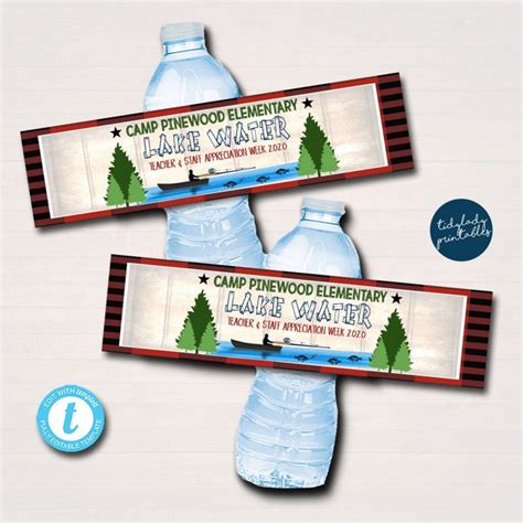 Camping Theme Water Bottle Labels