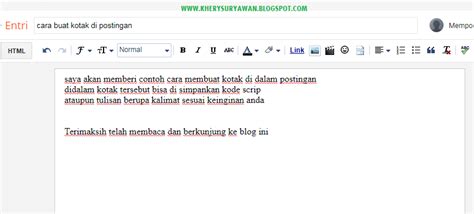 CARA MEMBUAT KOTAK BOX SCRIPT PADA POSTINGAN BLOG Kherysuryawan Id