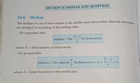 SECTION II MEDIAN AND QUARTILES Median The Median Of A Set Of Obser