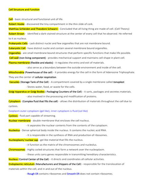 Cell Structure And Function Textbook Excerpt