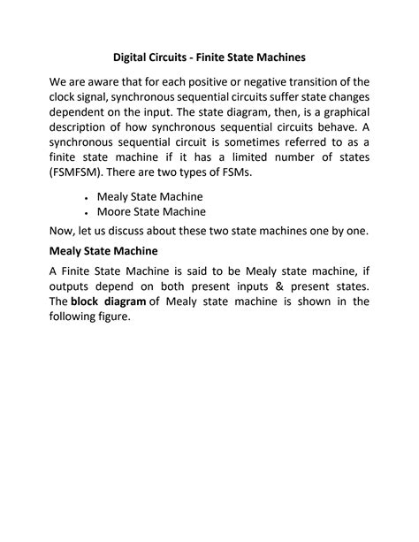 Solution Ultimate Guide Digital Circuits Finite State Machines Studypool