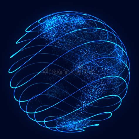 Sphere With Twist Lines Background For Business Event Wireframe Technology Blue Sphere 3d