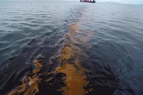 Oil Leak From Ship Oil Spill Pollution Polluted Water Surface Water
