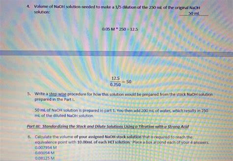 Solved Molarity Of NaOH Solution Obtained From The Data Chegg