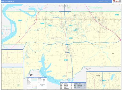 Desoto County Ms Zip Code Wall Map Basic Style By Marketmaps Mapsales