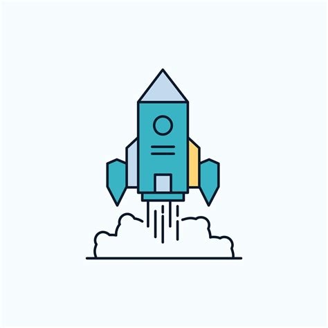 Rocket Spaceship Startup Launch Game Flat Icon Green And Yellow Sign And Symbols For