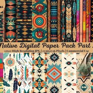23 Native Digital Paper Pac Scrapbooking Pages Background Scrapbook
