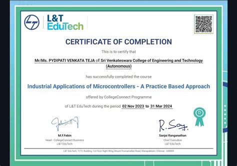 Venkata Teja On Linkedin Successfully Completed