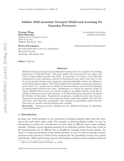 Infinite Shift Invariant Grouped Multi Task Learning For Gaussian Processes Deepai