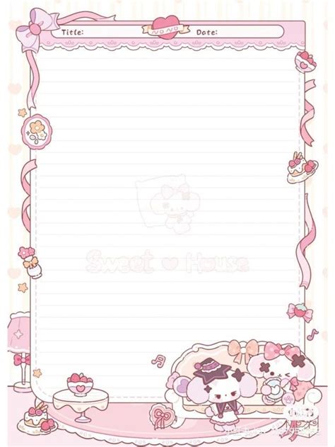A Pink Hello Kitty Notepad With An Image Of A Cat On It