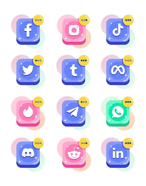 Colorful Social Media Apps Logo And Icon Set 22725855 Vector Art At