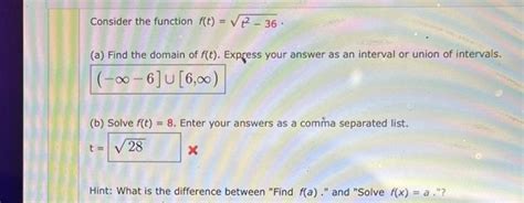 Solved Consider The Function F T T A Find The Domain Chegg