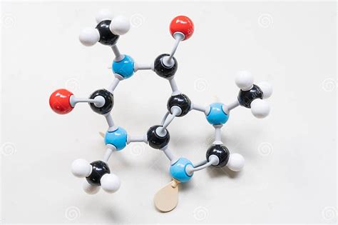 Caffeine Or Theine Molecule Made By Molecular Model On White