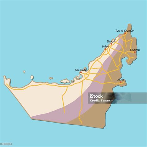 낙서 프리핸드 화려한 주요 도시와 고속도로와 아랍 에미리트지도 그리기 도시에 대한 스톡 벡터 아트 및 기타 이미지 도시