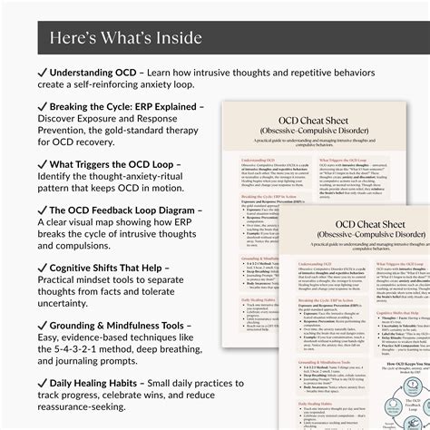 Ocd Cheat Sheet Obsessive Compulsive Disorder Worksheet Erp Therapy