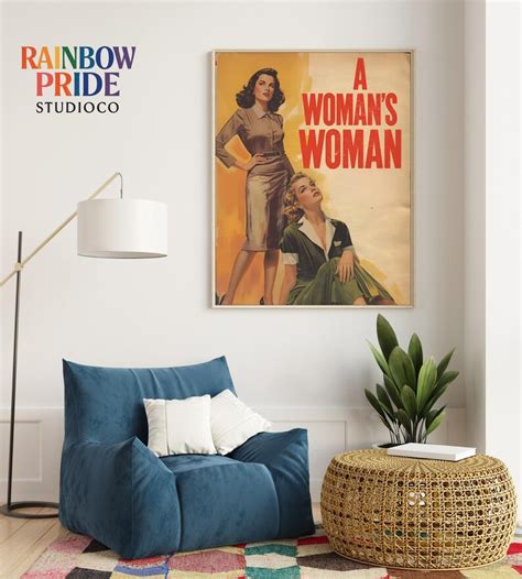 Retro Lesbian Pulp Poster A Womans Woman Wlw Vintage Art Sapphic