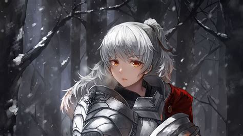 Anime Girl With Silver Hair And Yellow Eyes