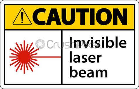 Caution Sign Invisible Laser Beam On White Background Stock Vector