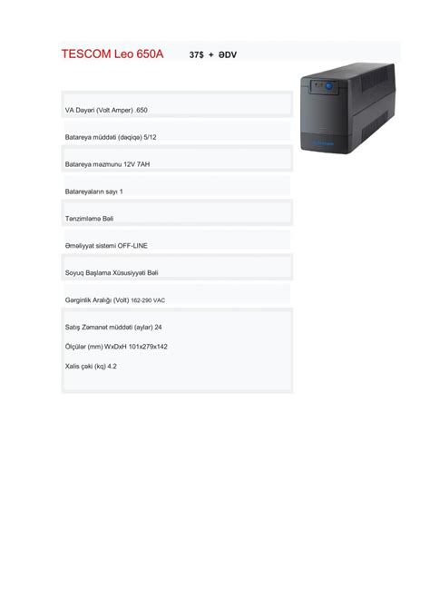 Tescom Ups Price List