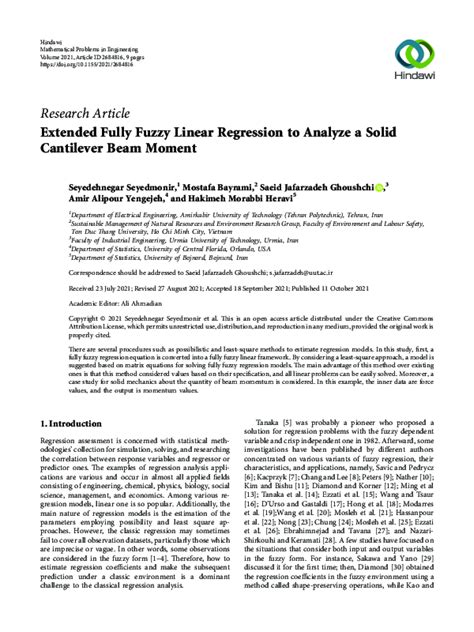 Pdf Extended Fully Fuzzy Linear Regression To Analyze A Solid Cantilever Beam Moment