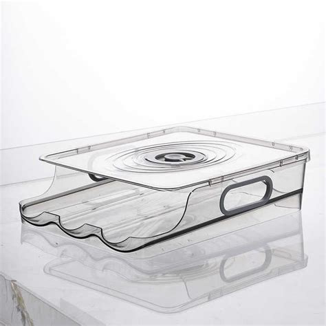 Plastic Automatically Drop Refrigerator Egg Storage Box Clear Food Container