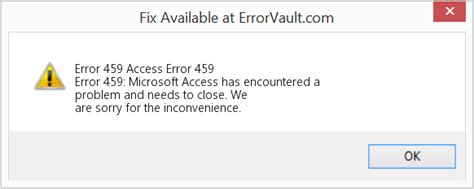 how to fix error 459 access error 459 error 459 microsoft access