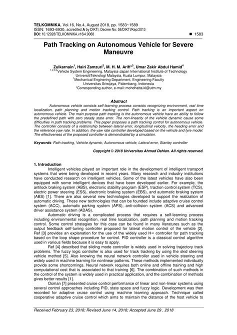 PDF Path Tracking On Autonomous Vehicle For Severe Maneuvre